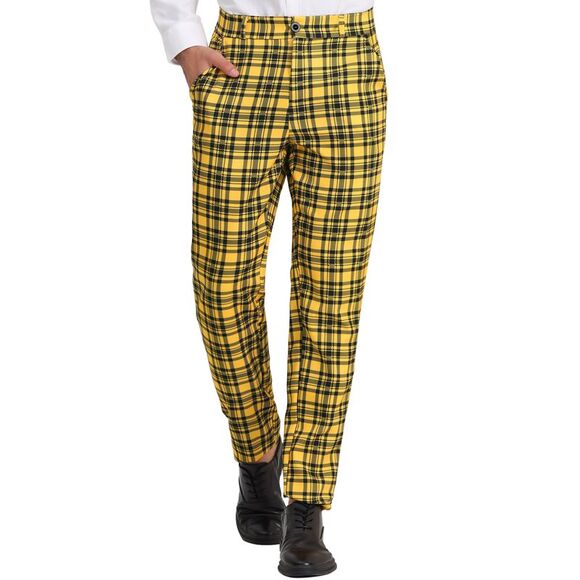 Lars Amadeus | Pants | Plaid Slacks Regular Fit Flat Front Work Prom ...